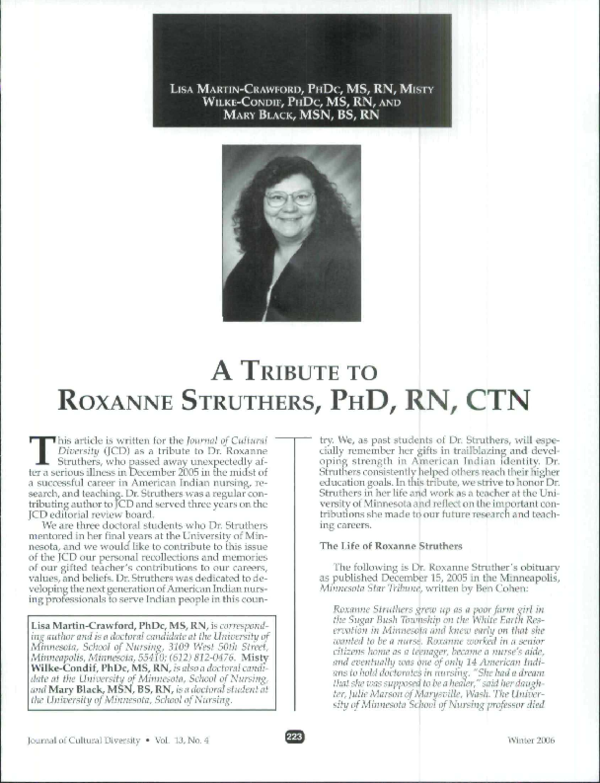 (PDF) A Tribute to Roxanne Struthers