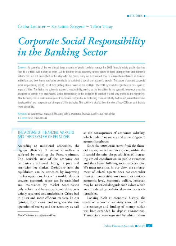 (PDF) Corporate Social Responsibility in the Banking Sector