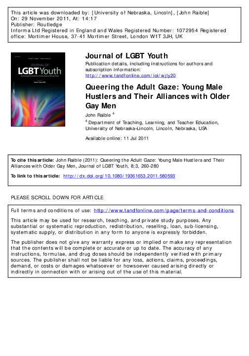 (PDF) Queering the adult gaze: Young male hustlers and their alliances with older gay men