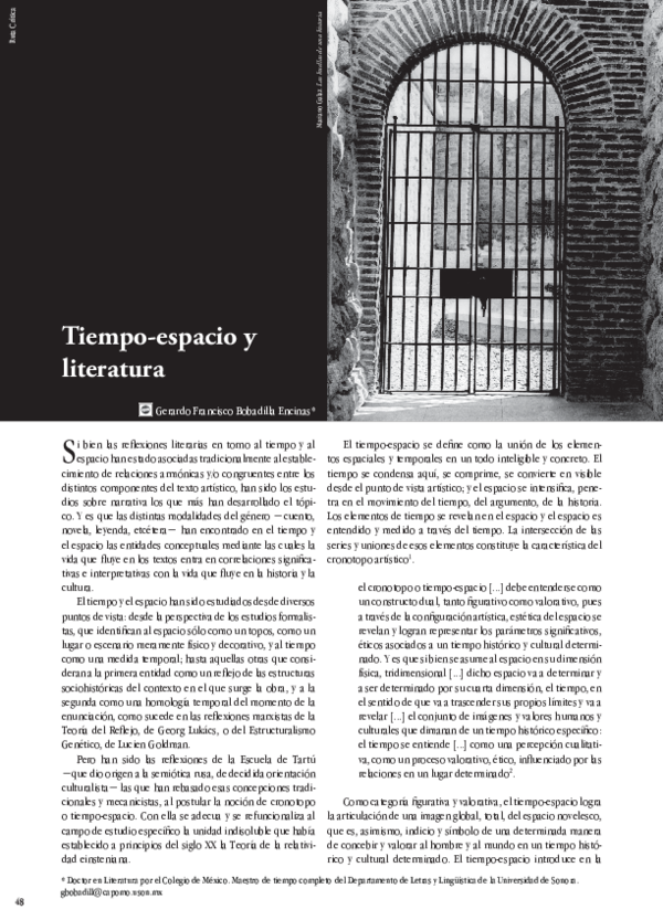 (PDF) Tiempo-espacio y literatura