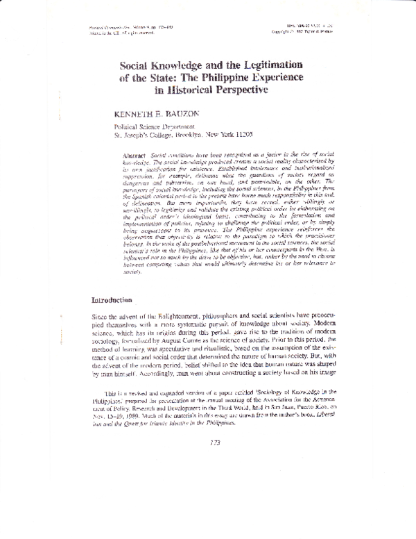 (PDF) Social knowledge and the legitimation of the state: The ...