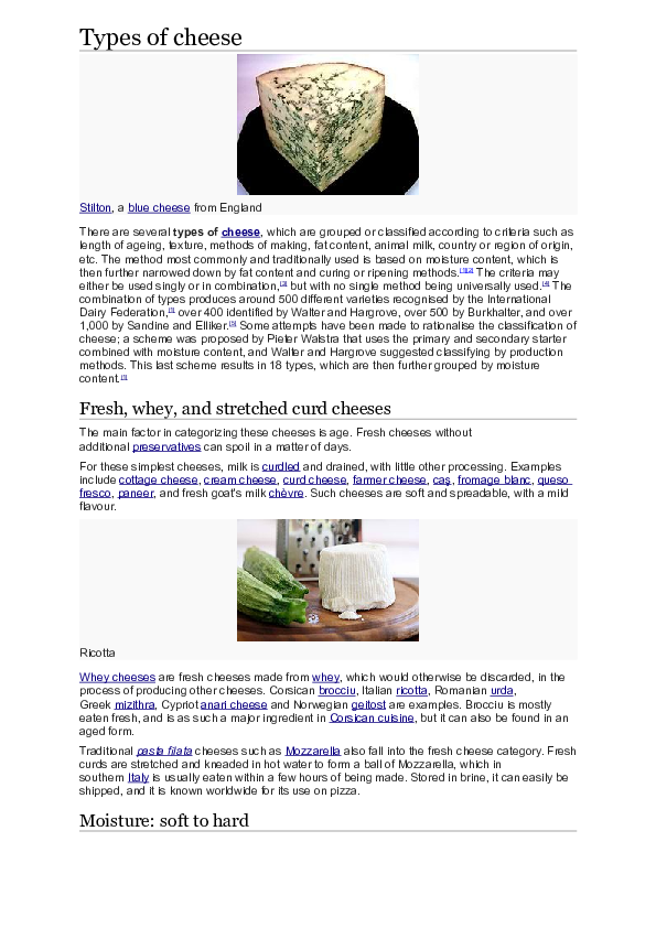 (DOC) Types of cheese