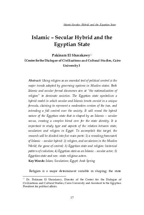 (PDF) Islamic- secular hybrid and Egyptian state