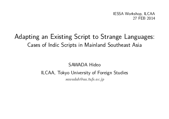 Adapting an Existing Script to Strange Languages: Cases of Indic ...