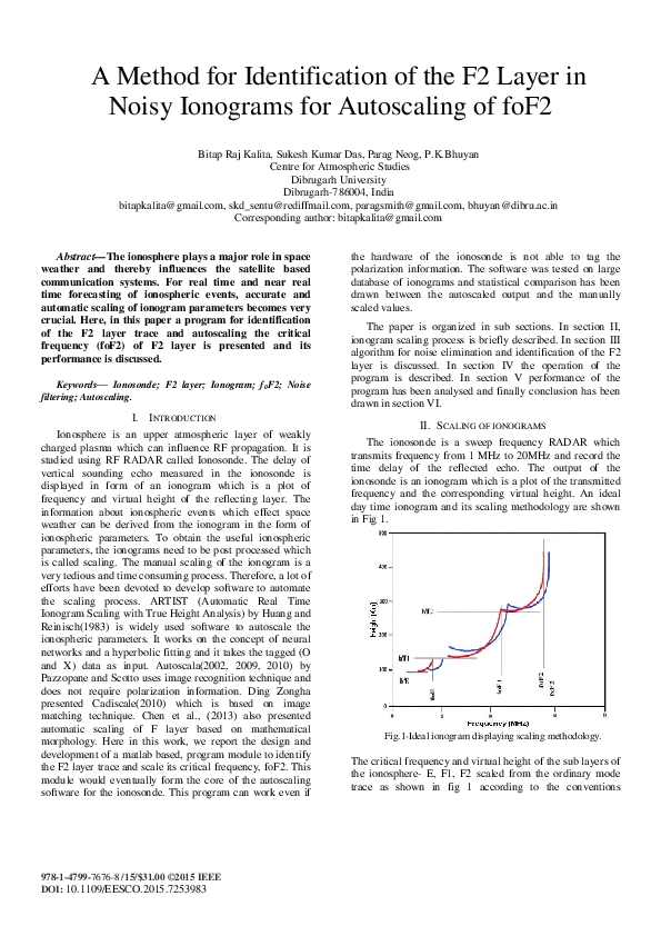 (PDF) A Method for Identification of the F2 Layer in Noisy Ionograms for Autoscaling of foF2