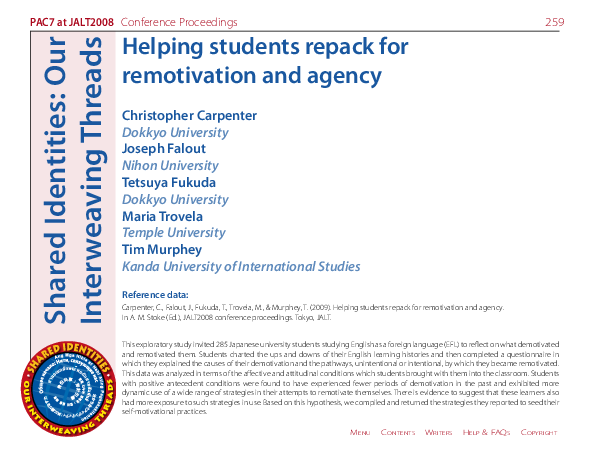 (PDF) Helping Students Repack for Remotivation and Agency