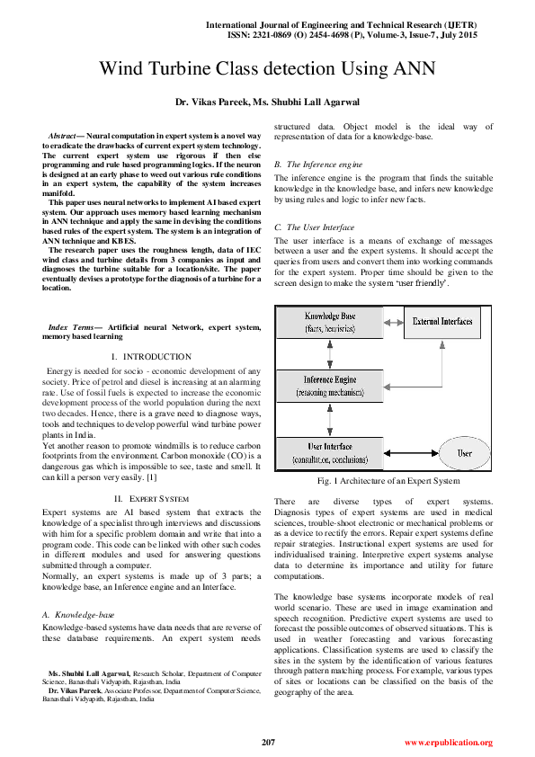 (PDF) Wind Turbine Class detection Using ANN