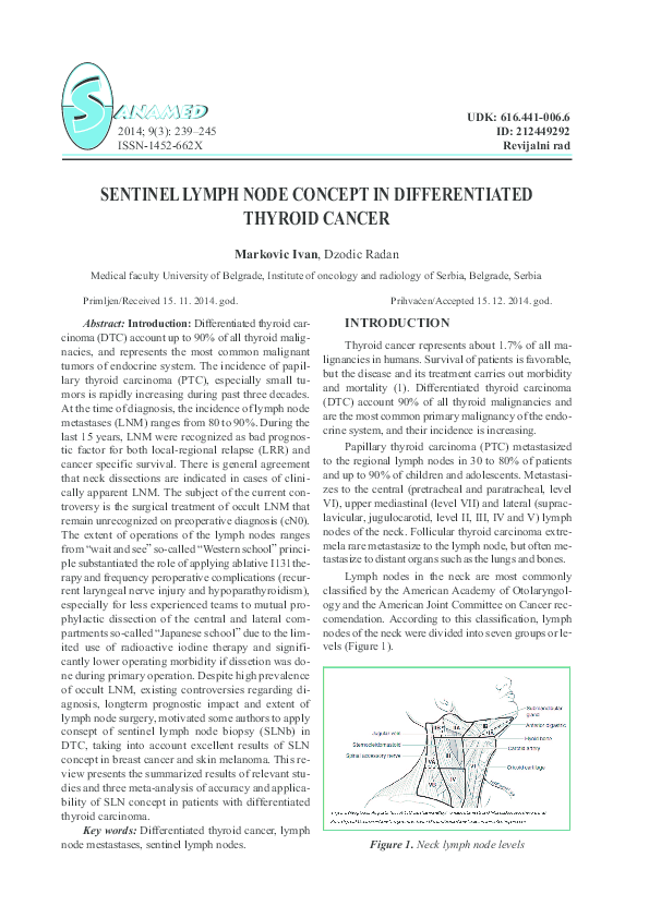Sentinel Lymph Node Concept In Differentiated Thyroid Cancer