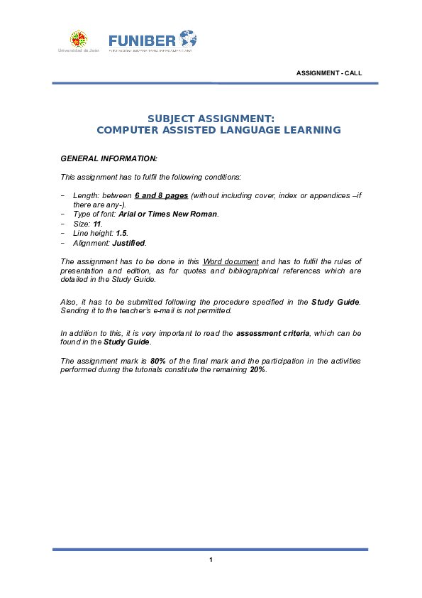 (DOC) Computer Assisted Language Learning in the English Classroom