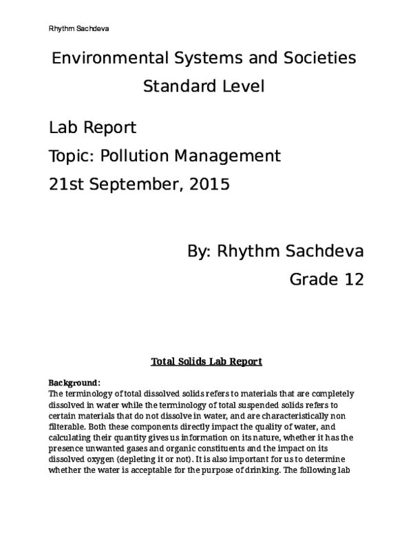 (DOC) Environmental Systems and Societies Standard Level Lab Report ...