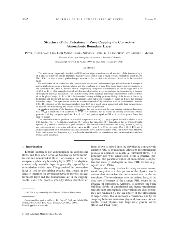 Pdf Structure Of The Entrainment Zone Capping The Convective Atmospheric Boundary Layer