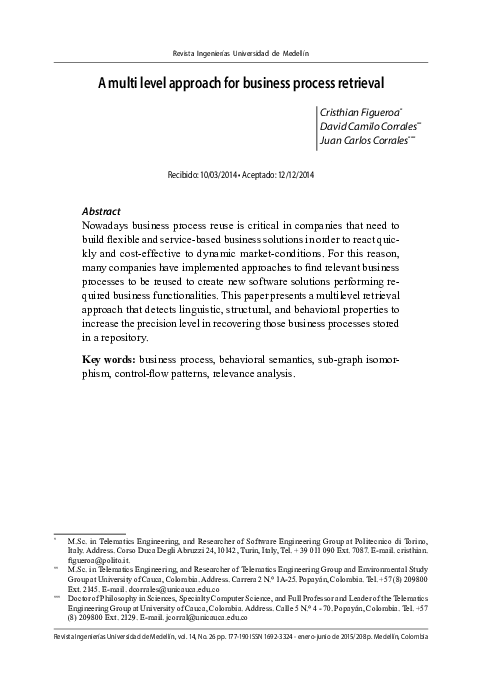 (PDF) A multi level approach for business process retrieval