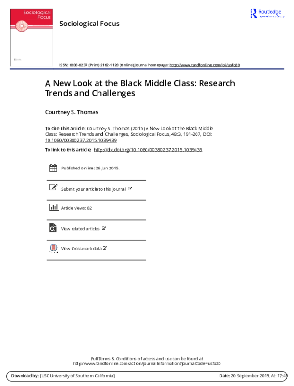(PDF) A New Look at the Black Middle Class: ResearchTrends and Challenges