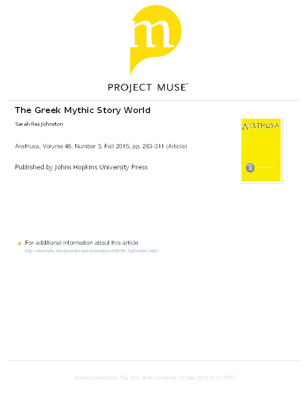 (PDF) The Greek Mythic Storyworld
