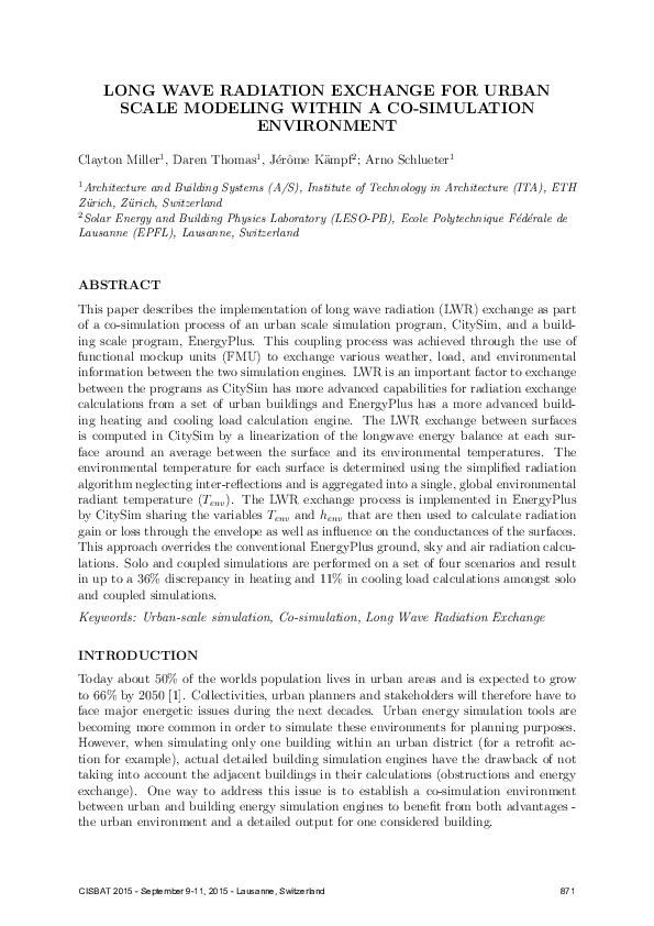 (PDF) Long wave radiation exchange for urban scale modeling within a co ...