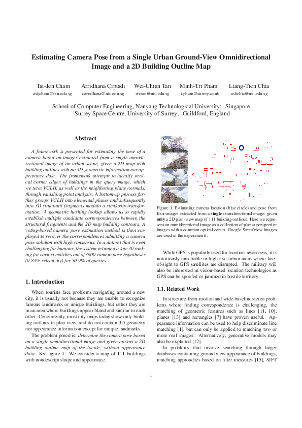 Pdf Estimating Camera Pose From A Single Urban Ground View Omnidirectional Image And A 2d