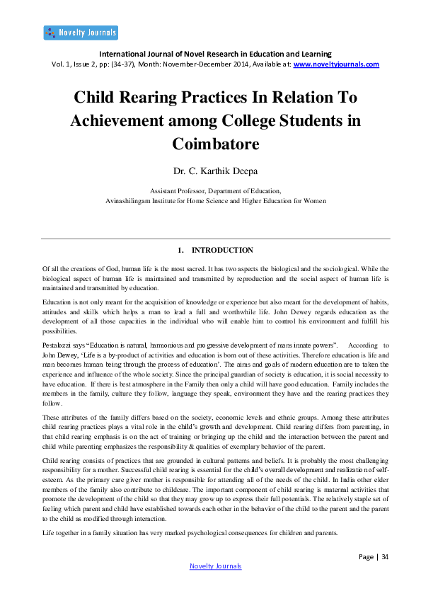 (PDF) Child Rearing Practices In Relation To Achievement among College ...