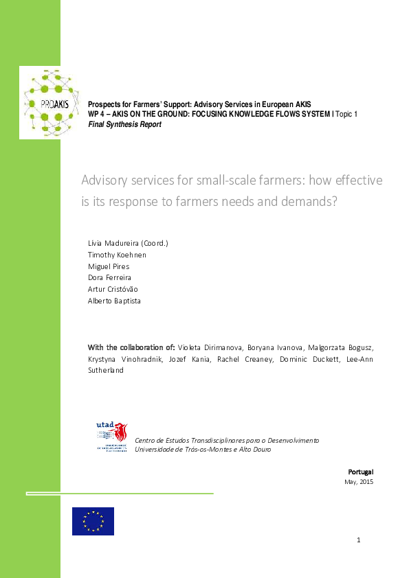 (PDF) Advisory services for small‐scale farmers: how effective is its ...