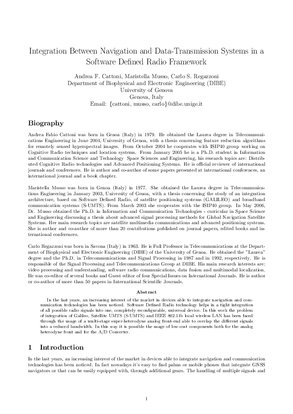 (PDF) Integration Between Navigation and Data-Transmission Systems in a Software Defined Radio ...
