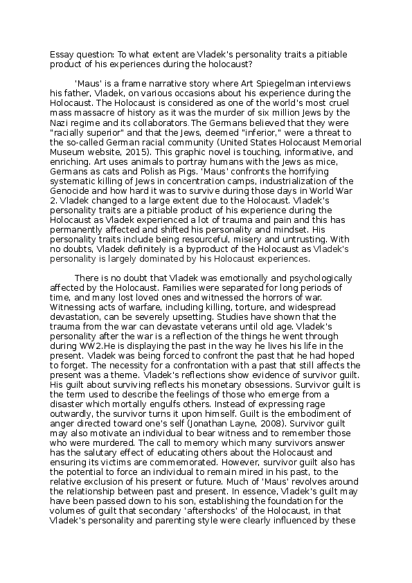 (DOC) Vladek's personality traits and psychological effects the Holocaust