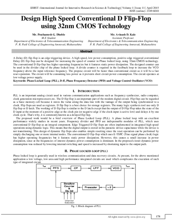(PDF) Design High Speed Conventional D Flip-Flop using 32NM CMOS Technology