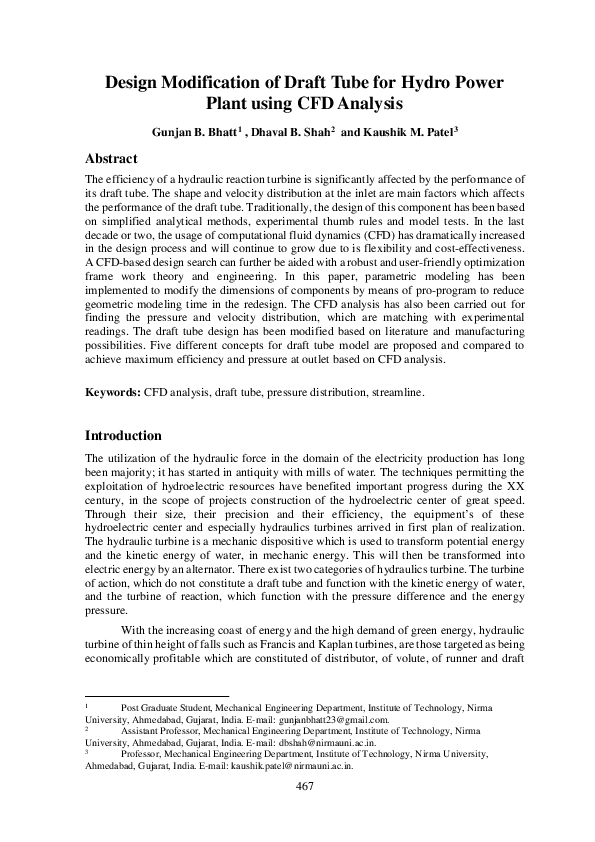 (PDF) Design Modification of Draft Tube for Hydro Power Plant using CFD ...