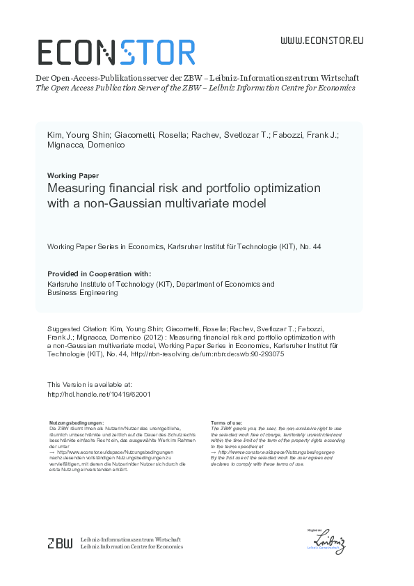 (PDF) Measuring financial risk and portfolio optimization with a non-Gaussian multivariate model