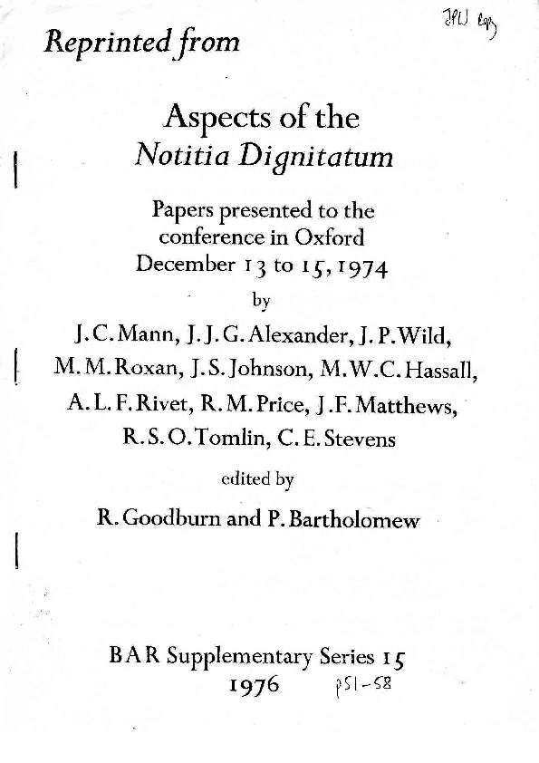 'The gynaecea' in R.Goodburn, P.Bartholomew (edd), Aspects of the ...