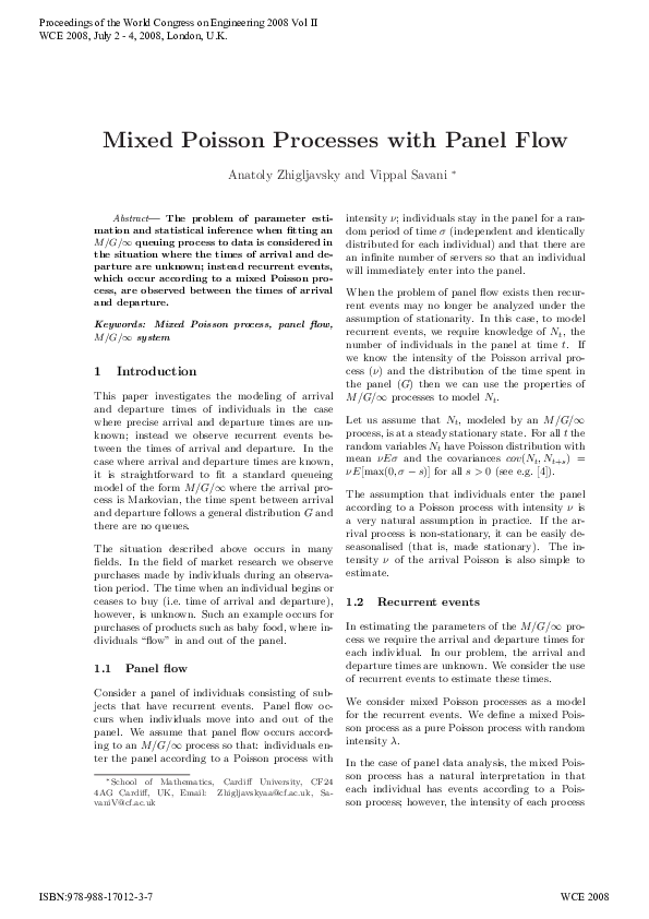 (PDF) Mixed Poisson Processes with Panel Flow