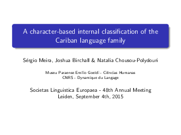 (PDF) A character-based internal classification of the Cariban language ...