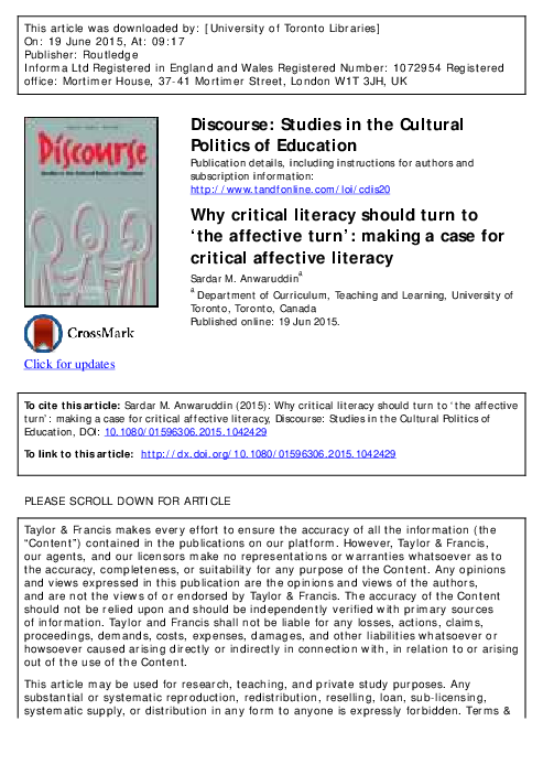 (PDF) Discourse: Studies in the Cultural Politics of Education Why ...