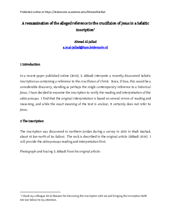 (PDF) A reexamination of the alleged reference to the crucifixion of ...