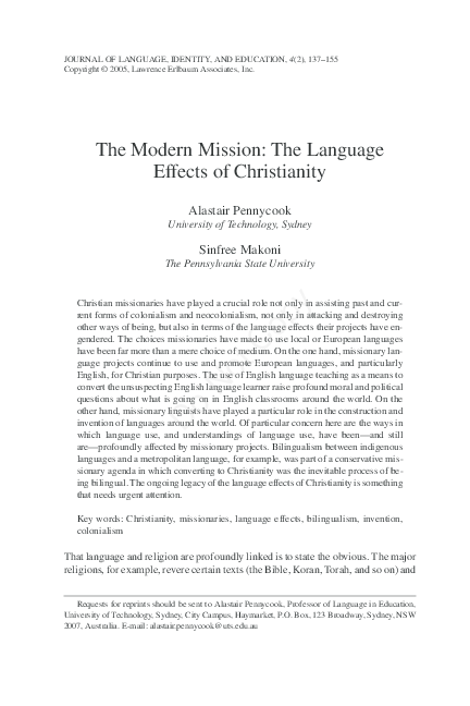 The Modern Mission: The Language Effects of Christianity