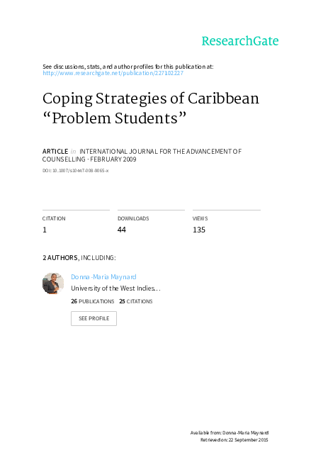 (PDF) Coping Strategies of Caribbean “Problem Students