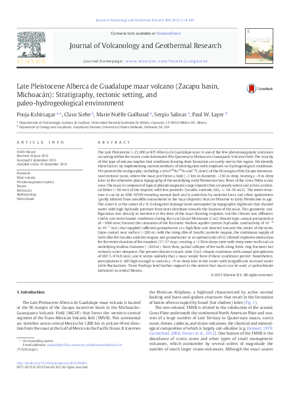 (PDF) Late Pleistocene Alberca de Guadalupe maar volcano (Zacapu basin ...