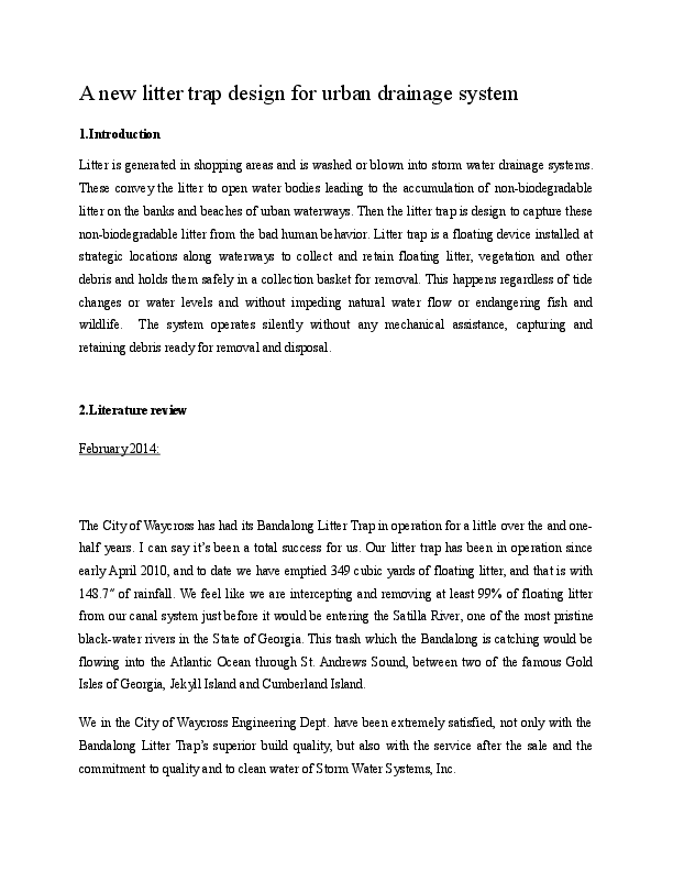 (DOC) A new litter trap design for urban drainage system