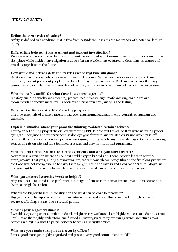 (DOC) INTERVIEW SAFETY