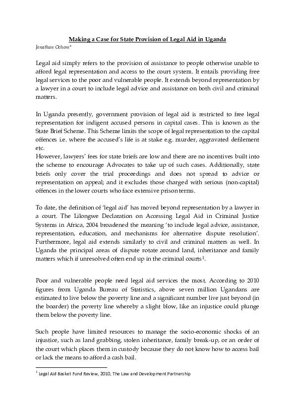 (PDF) Making a Case for State Provision of Legal Aid in Uganda