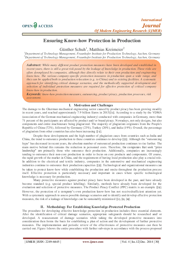 (PDF) Ensuring Know-how Protection in Production