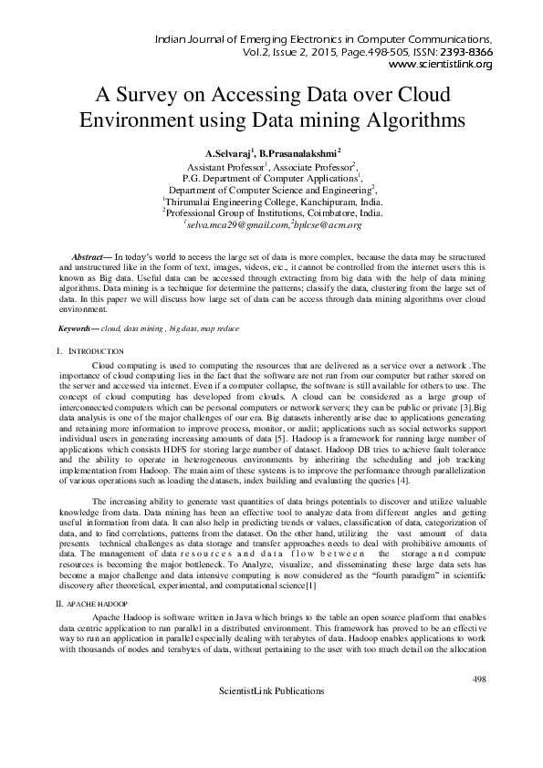 (PDF) A Survey on Accessing Data over Cloud Environment using Data ...