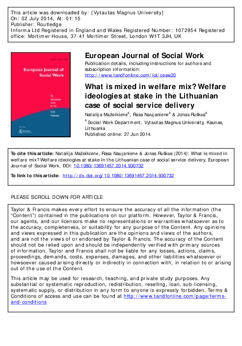 (PDF) European Journal of Social Work What is mixed in welfare mix ...