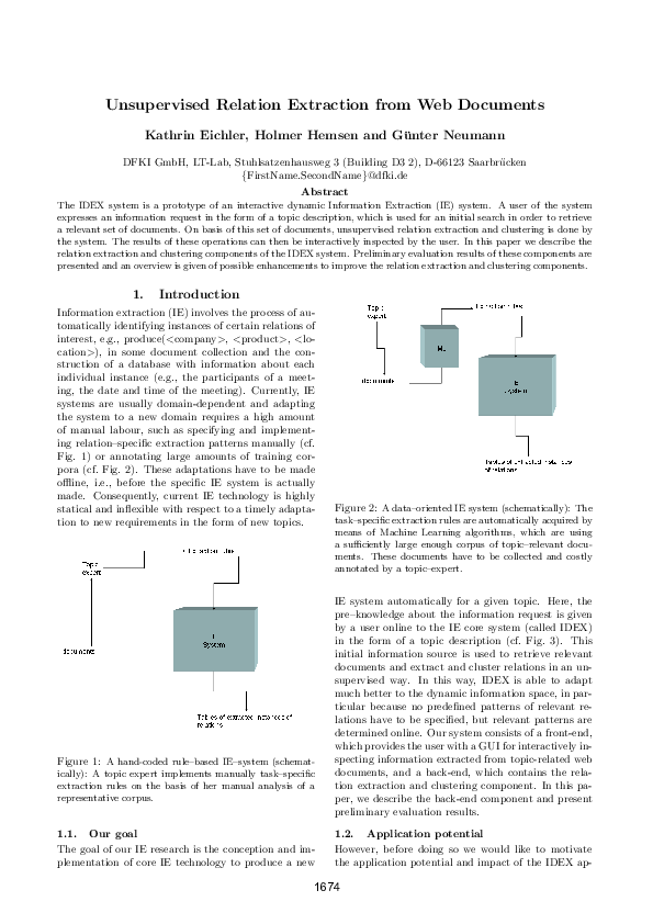 Pdf Unsupervised Relation Extraction From Web Documents