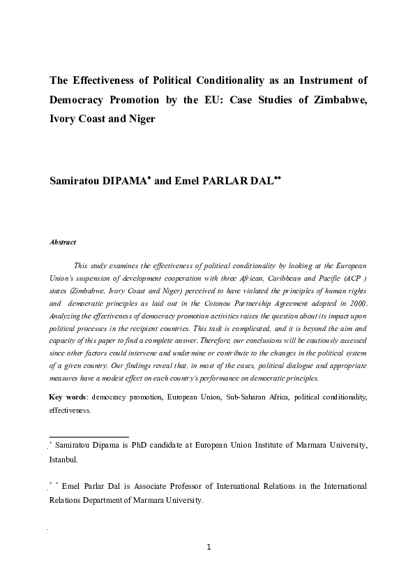(DOC) The Effectiveness of Political Conditionality as an Instrument of ...