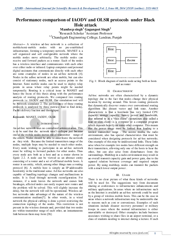 (PDF) Performance Comparison of IAODV and OLSR Protocols under Black Hole Attack
