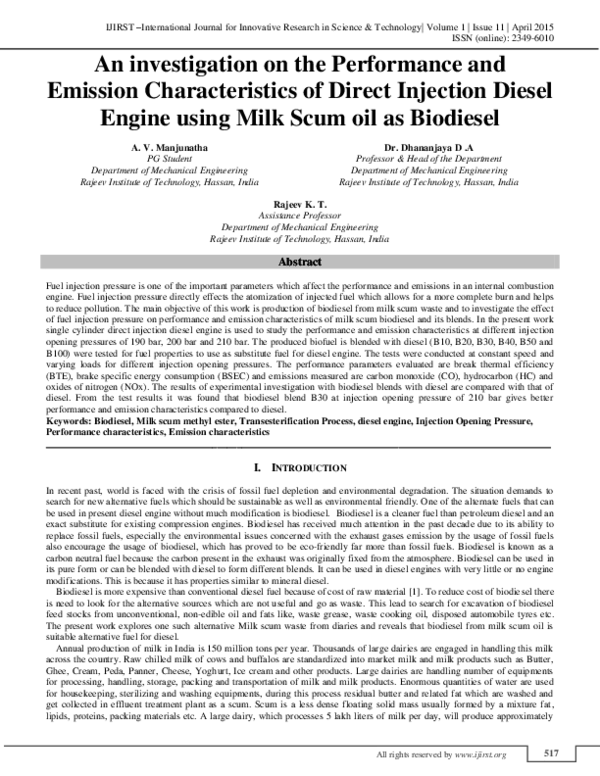 (PDF) An investigation on the Performance and Emission Characteristics ...