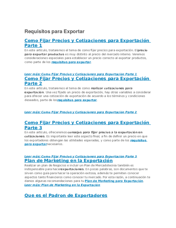 (DOC) Requisitos para Exportar