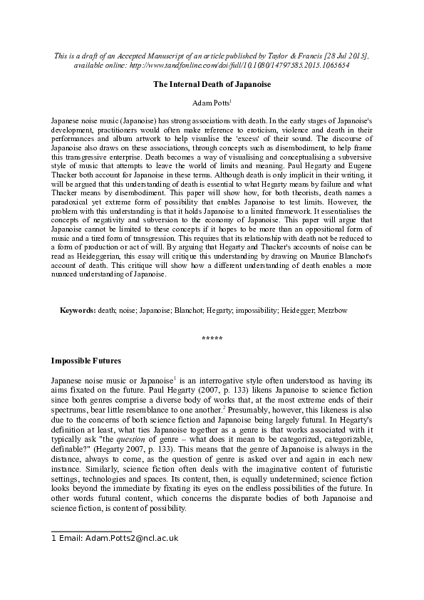 (DOC) The Internal Death of Japanoise