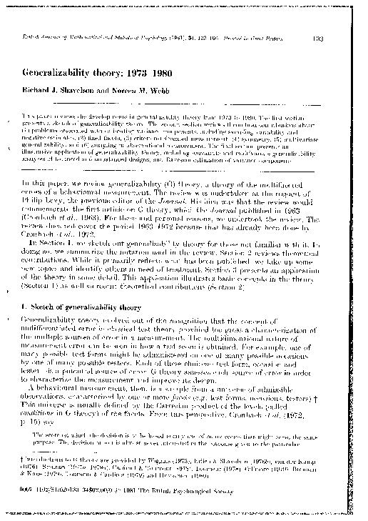 (PDF) Generalizability theory