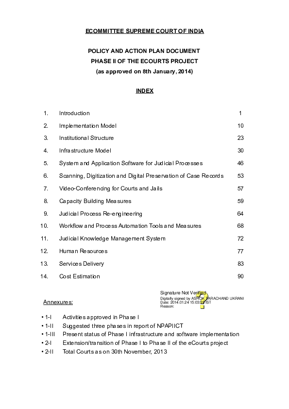 (PDF) ECOMMITTEE SUPREME COURT OF INDIA POLICY AND ACTION PLAN DOCUMENT ...