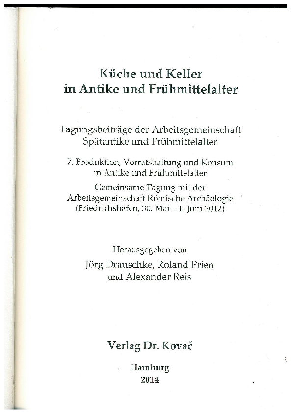(PDF) Die Ernährung menschlicher Bevölkerungen in Spätantike und ...